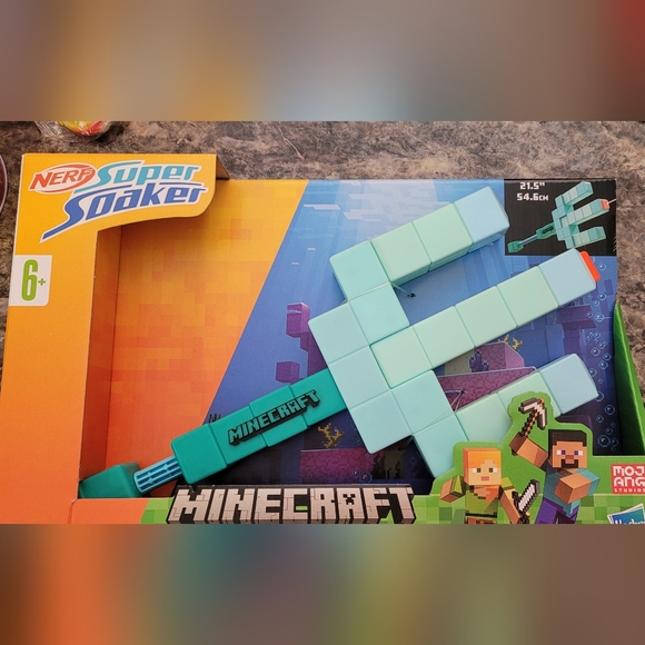 Nerf | Toys | Minecraft Nerf Super Soaker Trident Blue | Poshmark